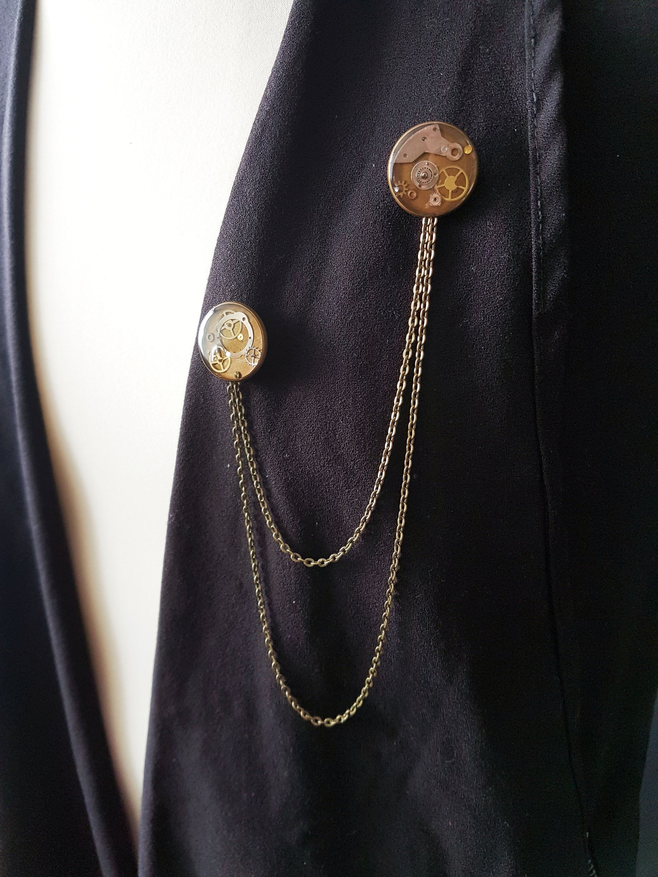 Lapel Pin Chain Handmade Lapel Brooch Unisex Lapel Pin Etsy