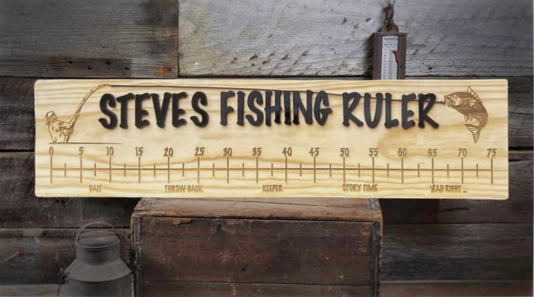 Natural Timber FISHING RULER - Novelty, Fun, Personalised, Unique, Man ...