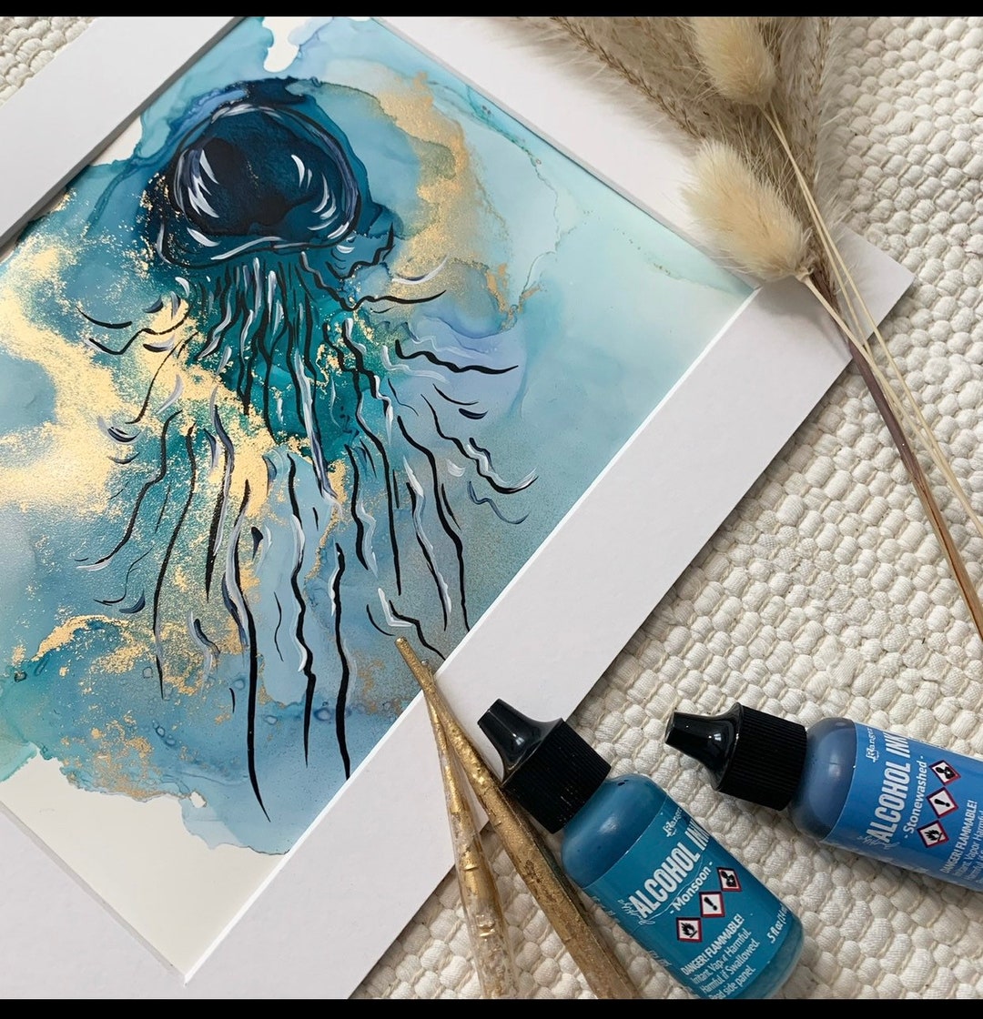 Abstract Art, Original Jellyfish Alcohol Ink Painting, Home Decor ...