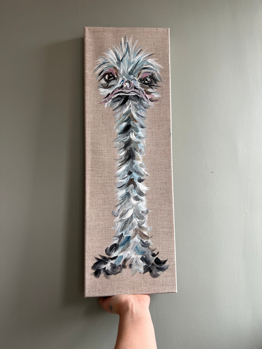 Ostrich Oil Painting on Canvas - Etsy UK