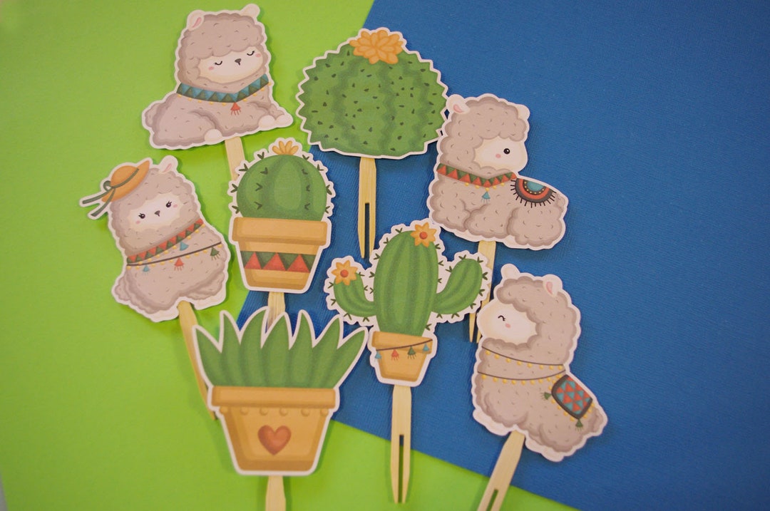 Llama Cactus Cupcake Toppers Llama Cactus Birthday Party Llama - Etsy
