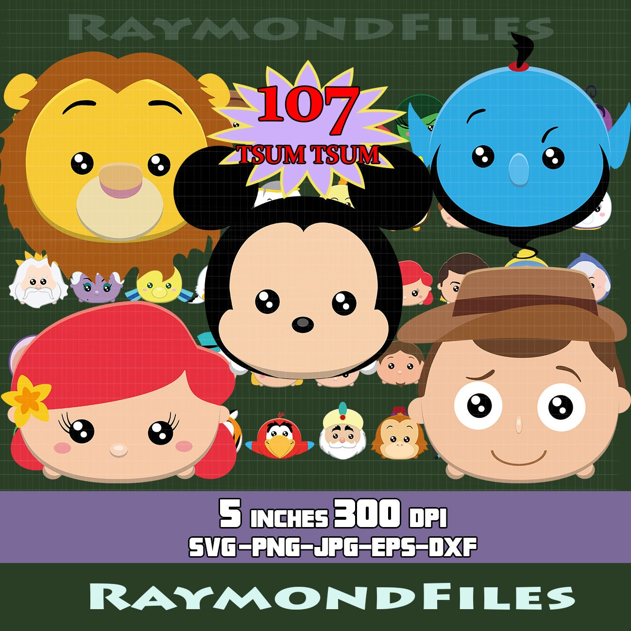 107 tsum tsum cartoon clipart svg png vector files for cricut | Etsy