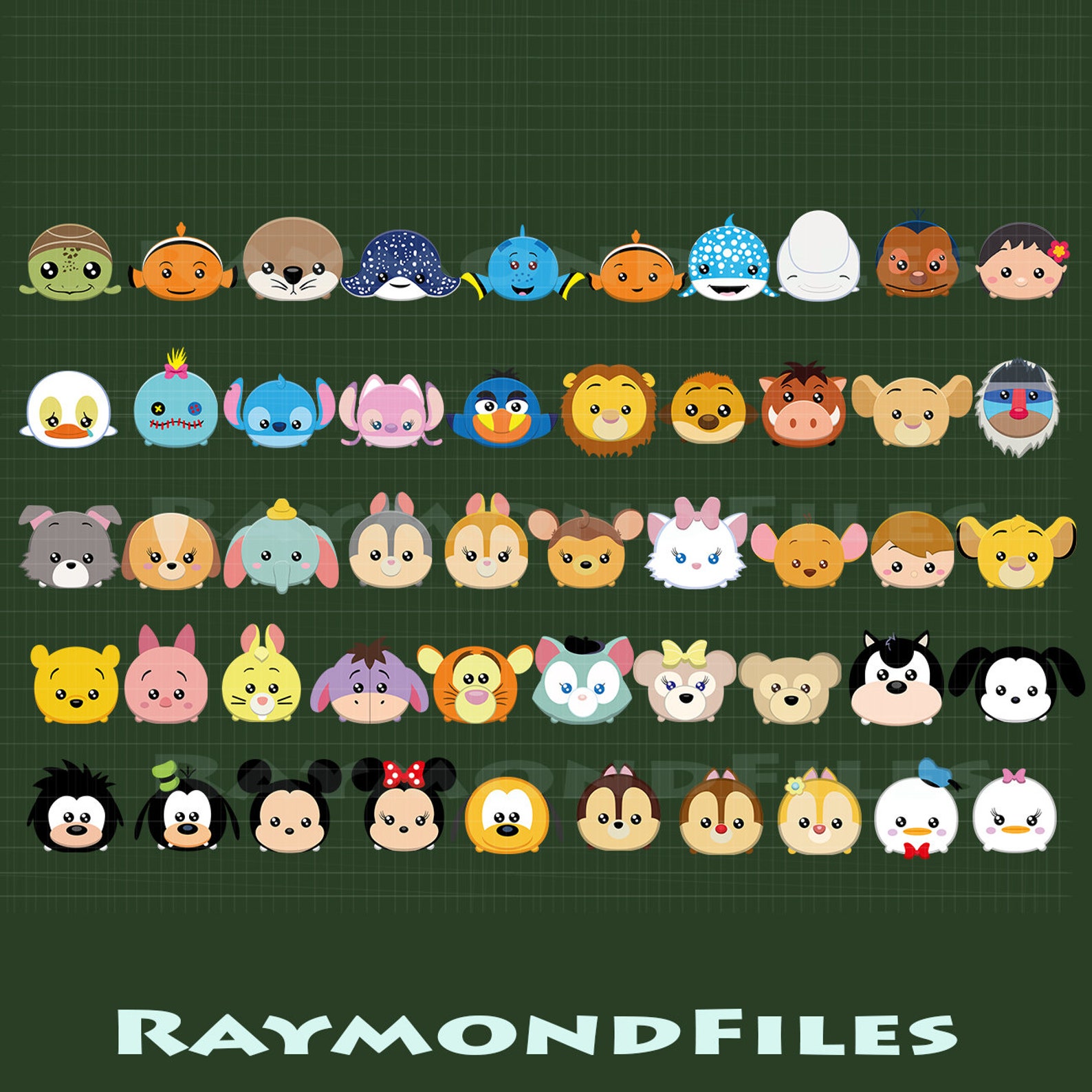 107 tsum tsum cartoon clipart svg png vector files for cricut | Etsy