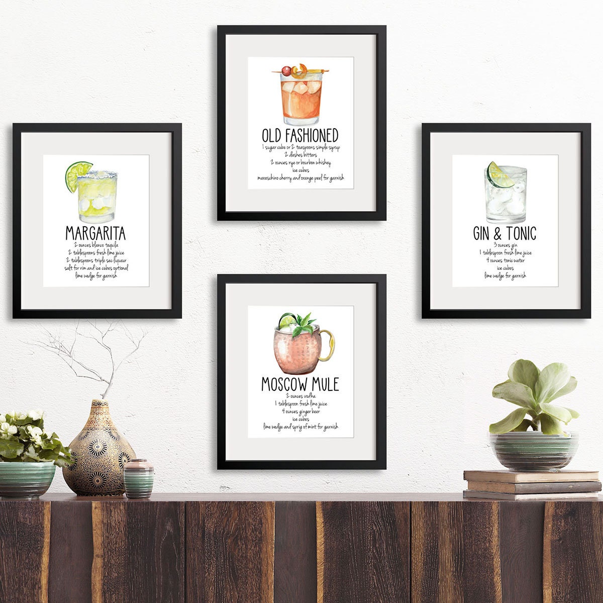 Bar Decor Kitchen Posters Wall Art Prints Set of 4 Printable - Etsy