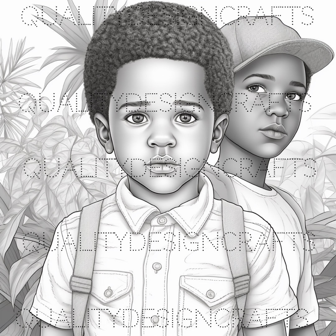 African American Boy Drawing