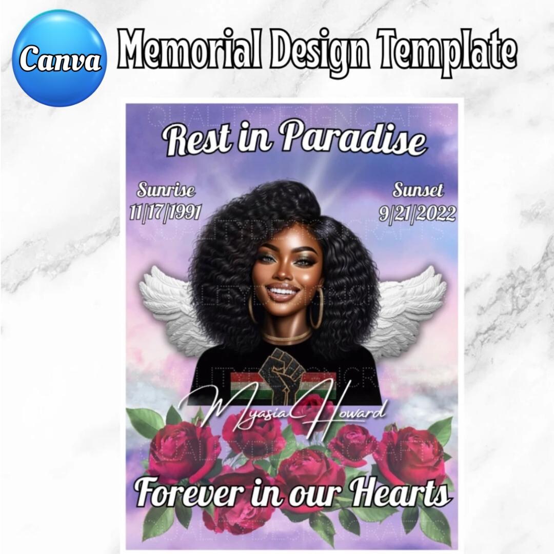 Memorial Sublimation Editable Canva Template Obituary Cover Gift Design ...