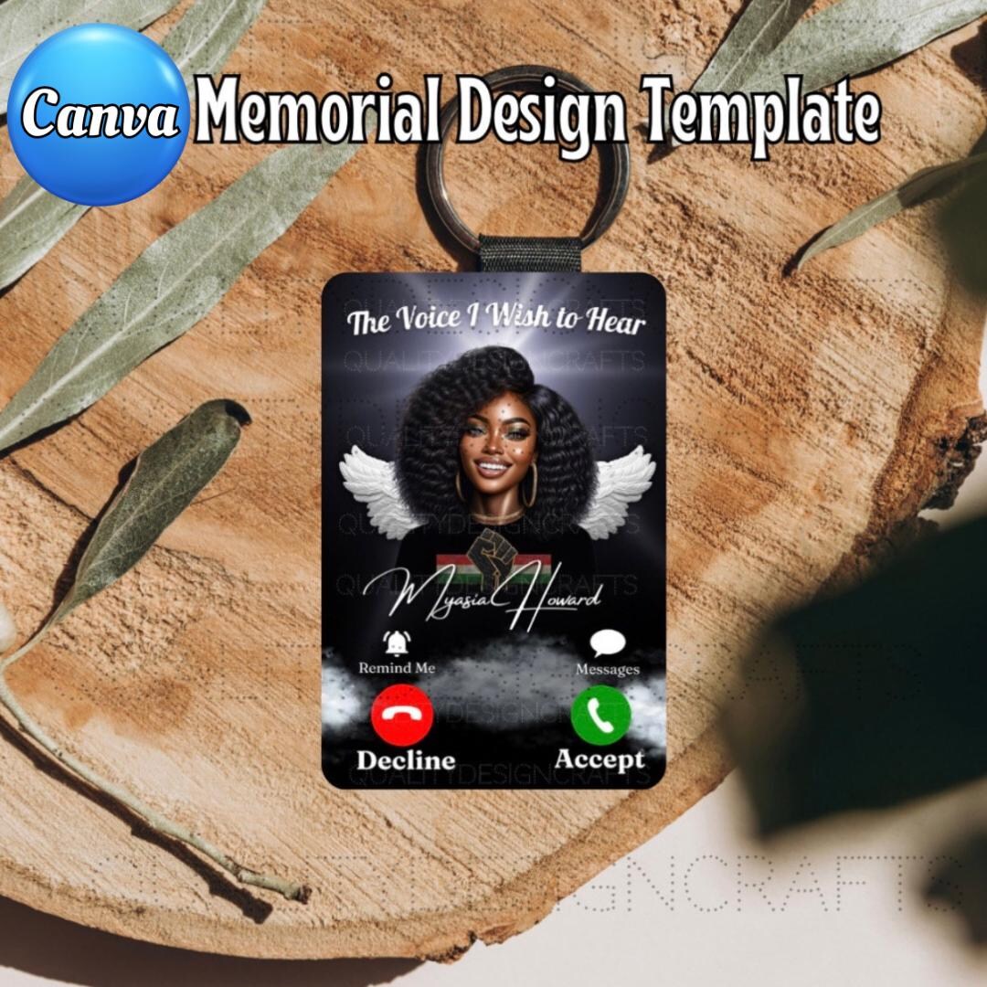 Memorial Sublimation Key Chain Editable Canva Template Obituary Cover ...