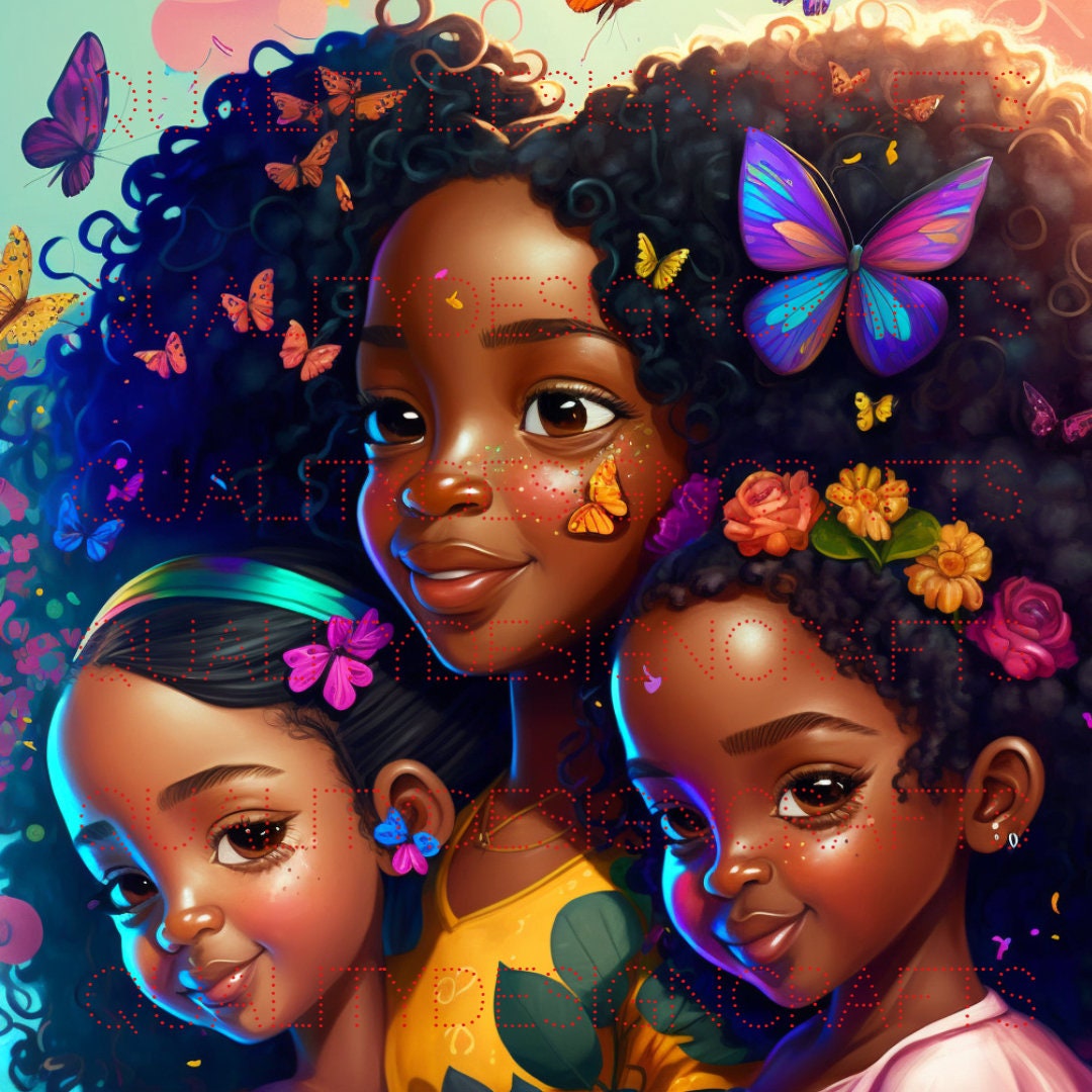 Princess Kids Beautiful Black Girl Magic Melanin Black PNG Afro Fashion ...