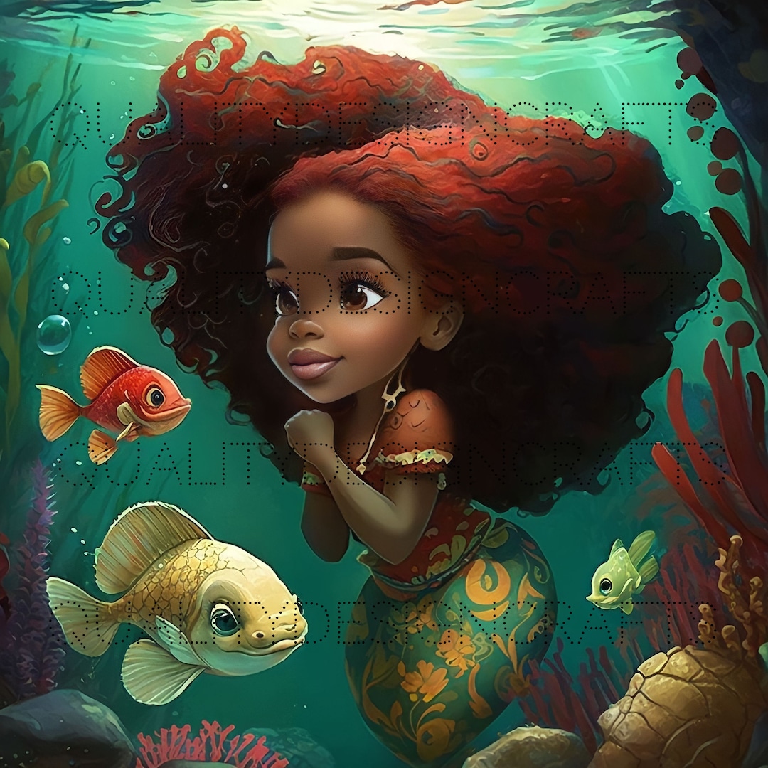 Mermaid Kids Beautiful Black Girl Magic Melanin Black PNG Afro Fashion ...