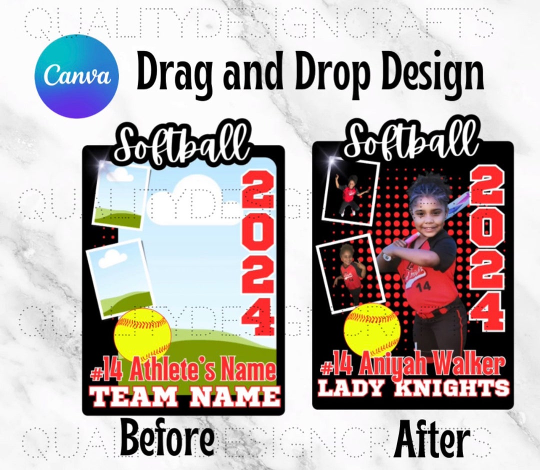 Viral Canva Template Softball Fan Collage Custom Game Day Him Her ...