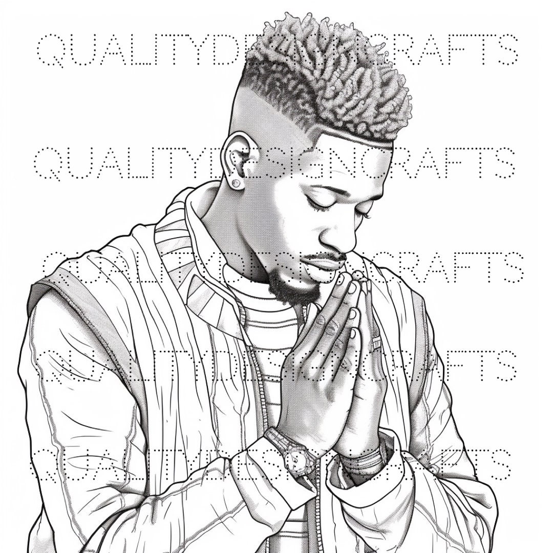 Praying Coloring Pages Black Man King Magic Melanin Black PNG Fashion ...