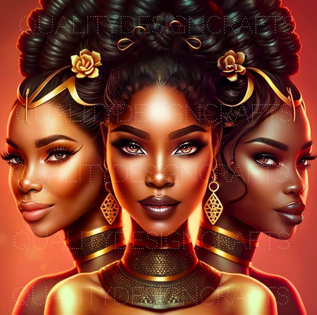 Queen Beautiful Black Girl Magic Melanin Black Woman PNG Afro Fashion ...