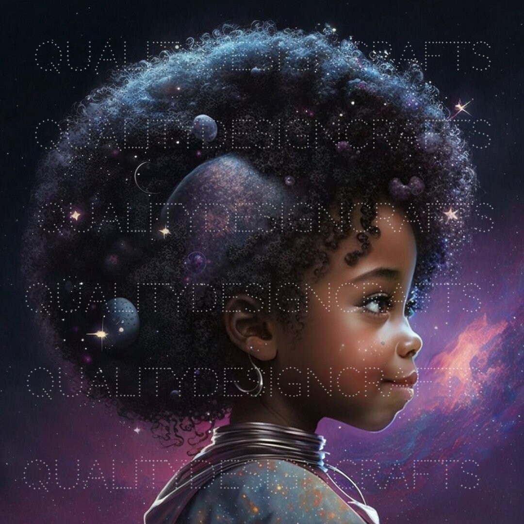 Galaxy Beautiful Black Girl Magic Melanin Black Woman PNG Afro Fashion ...