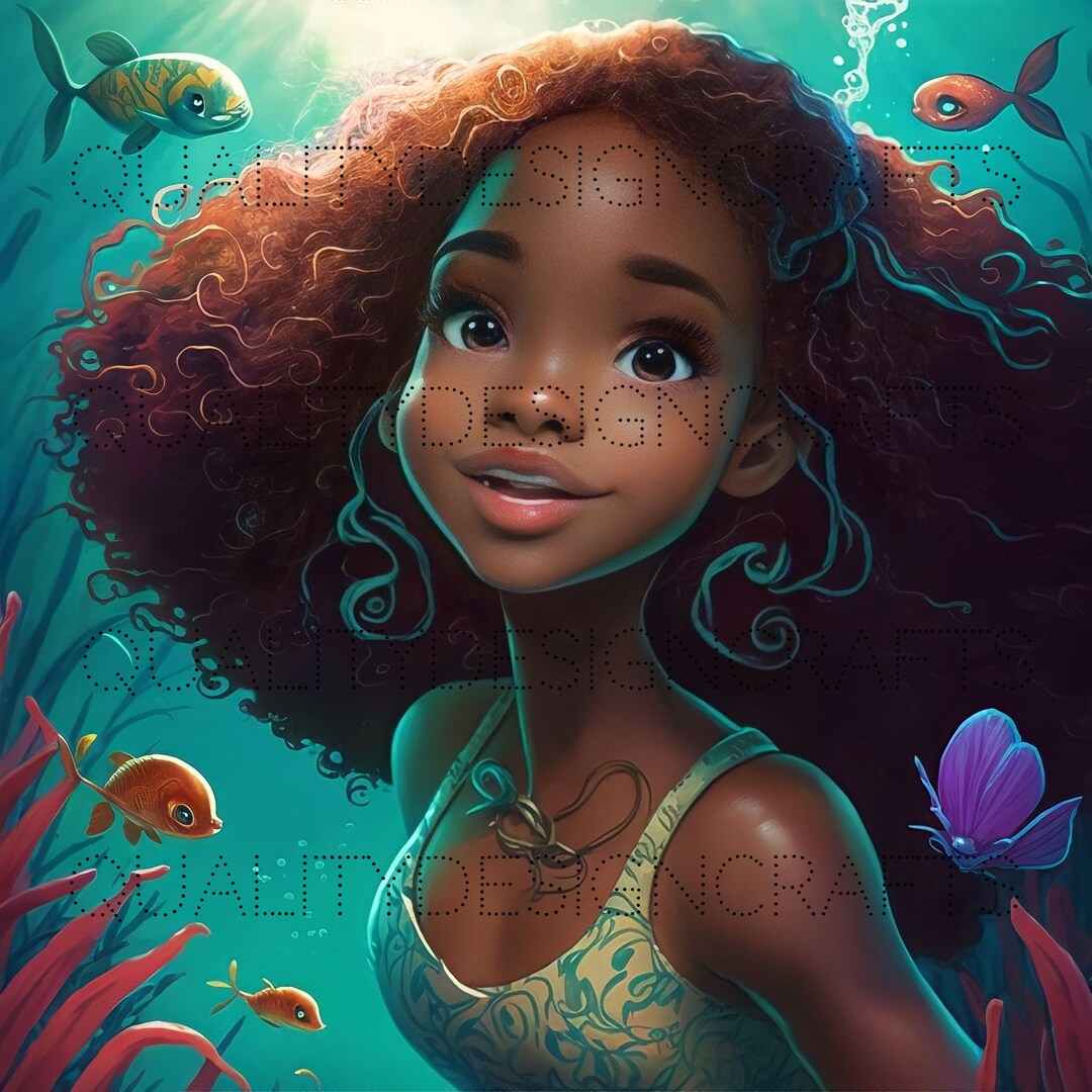 Mermaid Kids Beautiful Black Girl Magic Melanin Black PNG Afro Fashion ...