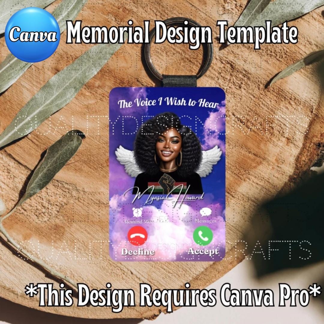 Memorial Sublimation Key Chain Editable Canva PRO Template Obituary ...