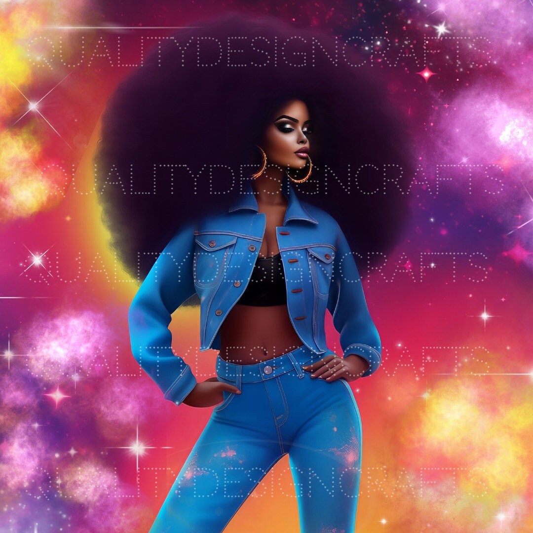 Galaxy Beautiful Black Girl Magic Melanin Black Woman PNG Afro Fashion ...