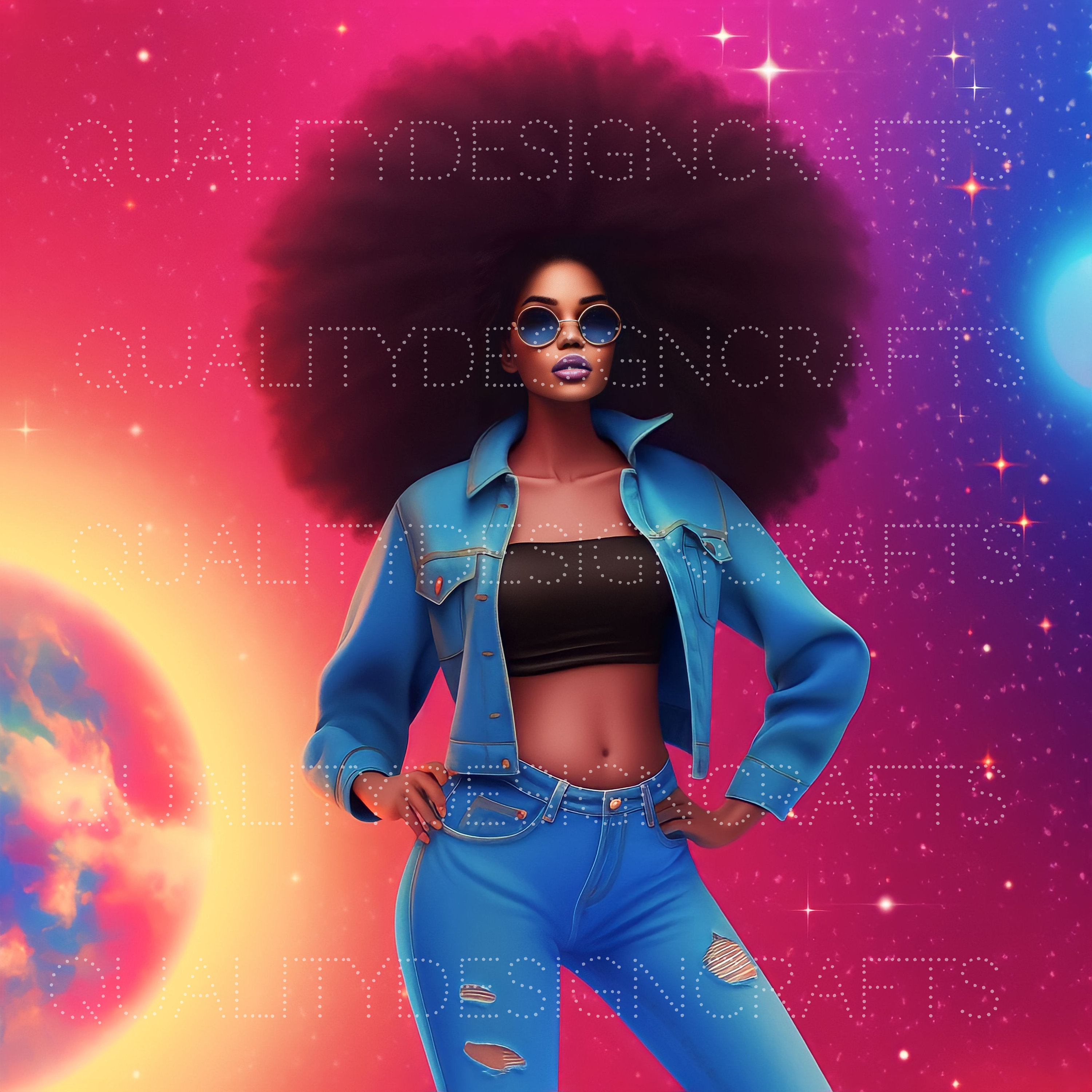 Galaxy Beautiful Black Girl Magic Melanin Black Woman PNG Afro - Etsy