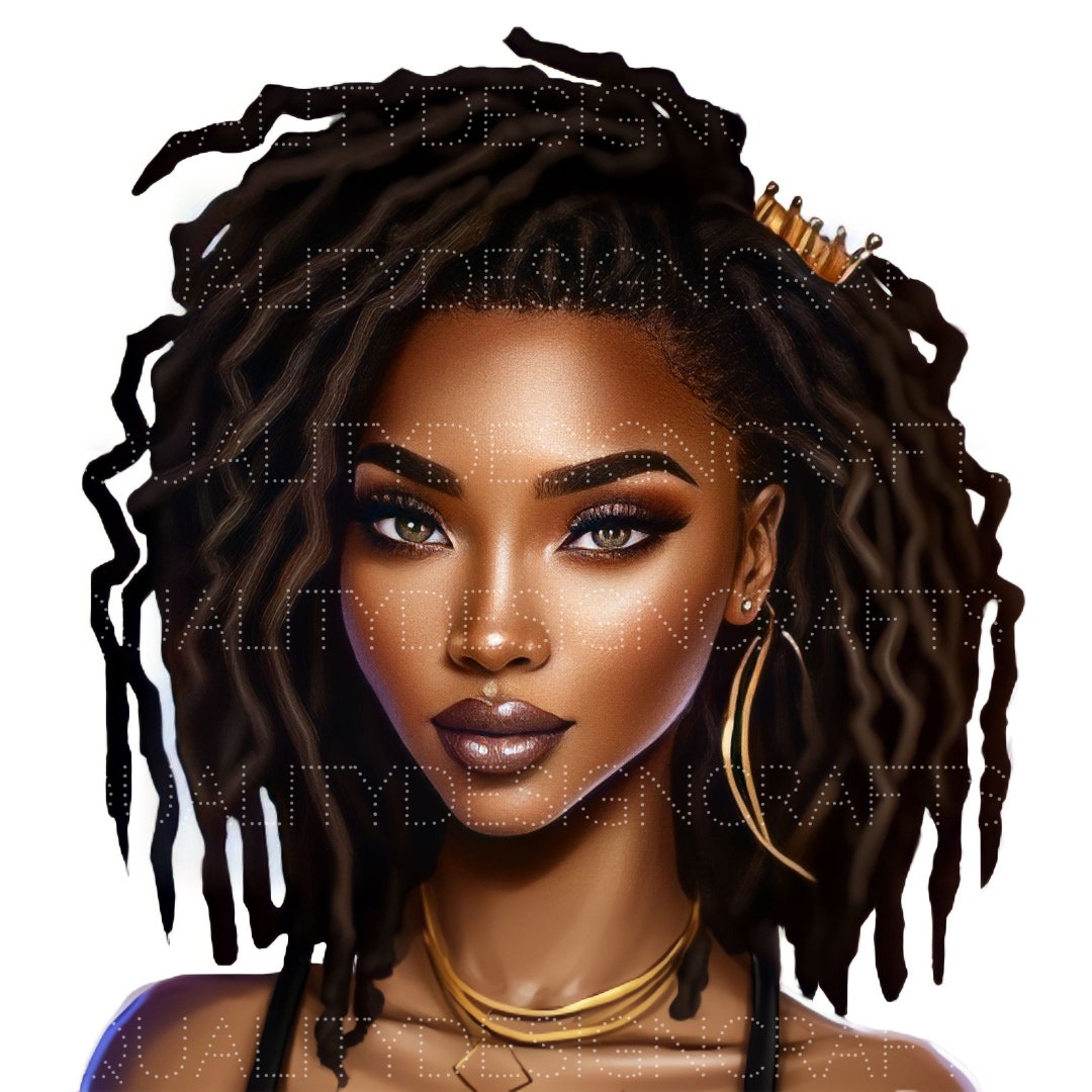Afro Locs Woman PNG Sublimation Design | Black Girl Clipart With ...