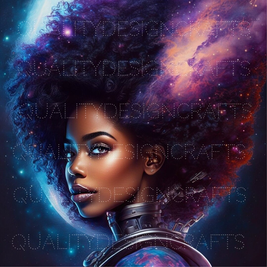 Galaxy Beautiful Black Girl Magic Melanin Black Woman PNG Afro Fashion ...