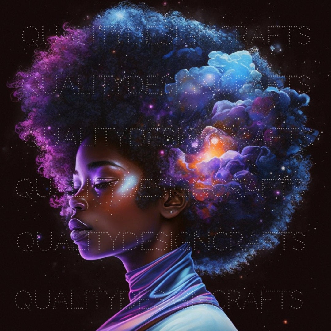 Galaxy Beautiful Black Girl Magic Melanin Black Woman PNG Afro Fashion ...