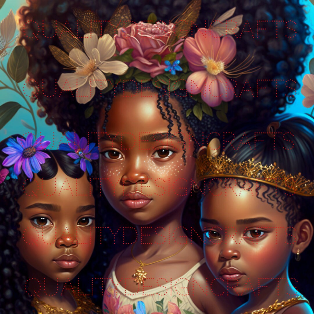 Kids Princess Black Girl Magic Melanin Black Woman PNG Afro Fashion ...