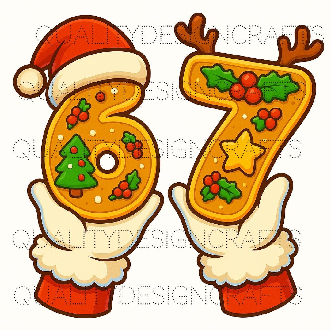 Christmas Cookie Numbers 6 and 7 PNG | Cute Gingerbread Cookie Clipart ...