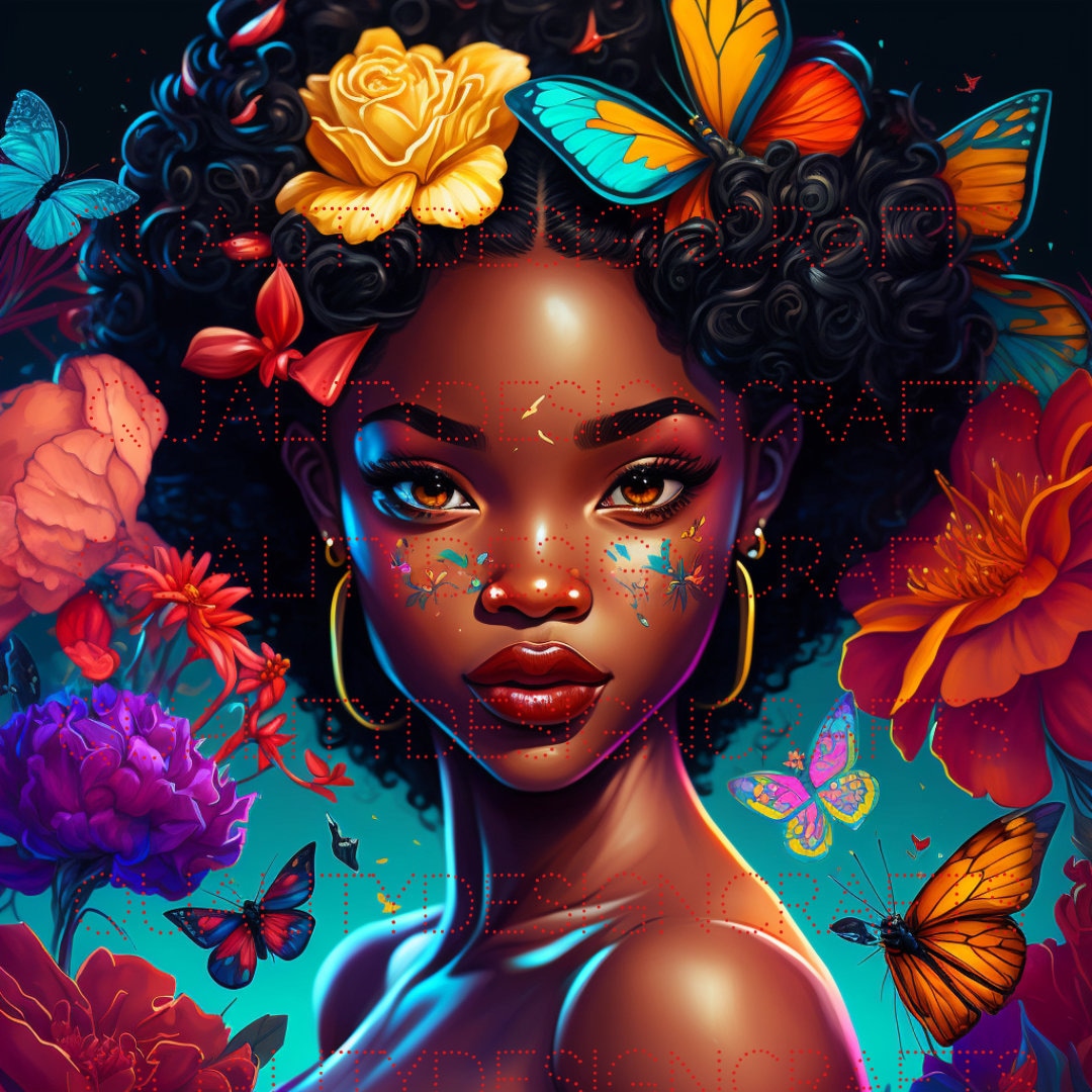 Beautiful Black Girl Magic Melanin Black Woman PNG Afro Fashion Girl African American Clipart ...