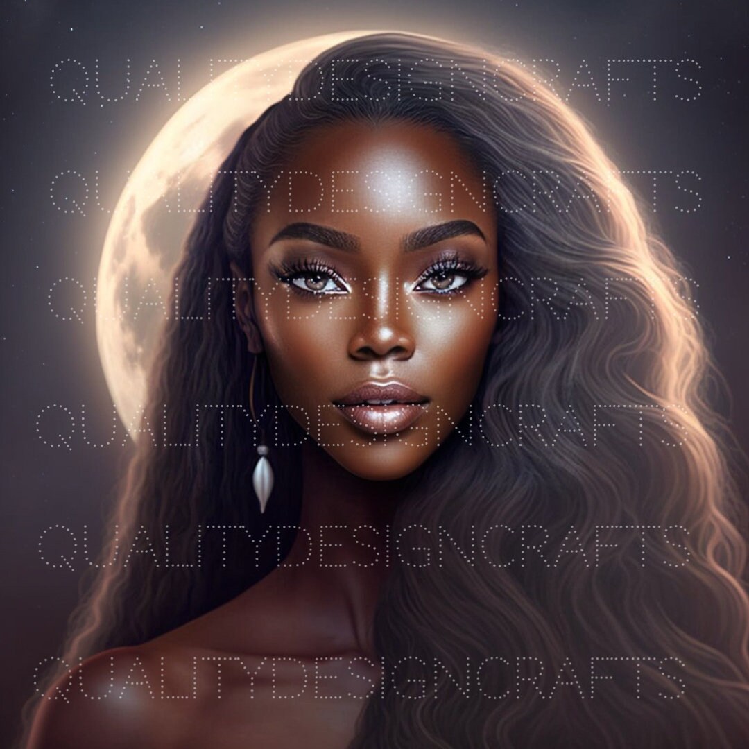 Beautiful Black Girl Magic Moon Melanin Black Woman PNG Afro Fashion ...