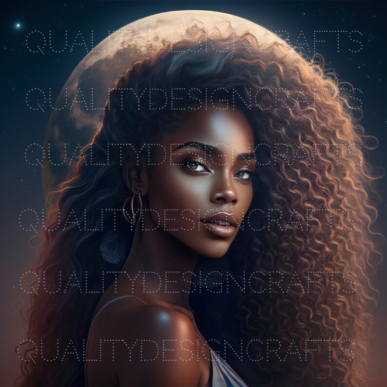Beautiful Black Girl Magic Moon Melanin Black Woman PNG Afro Fashion ...