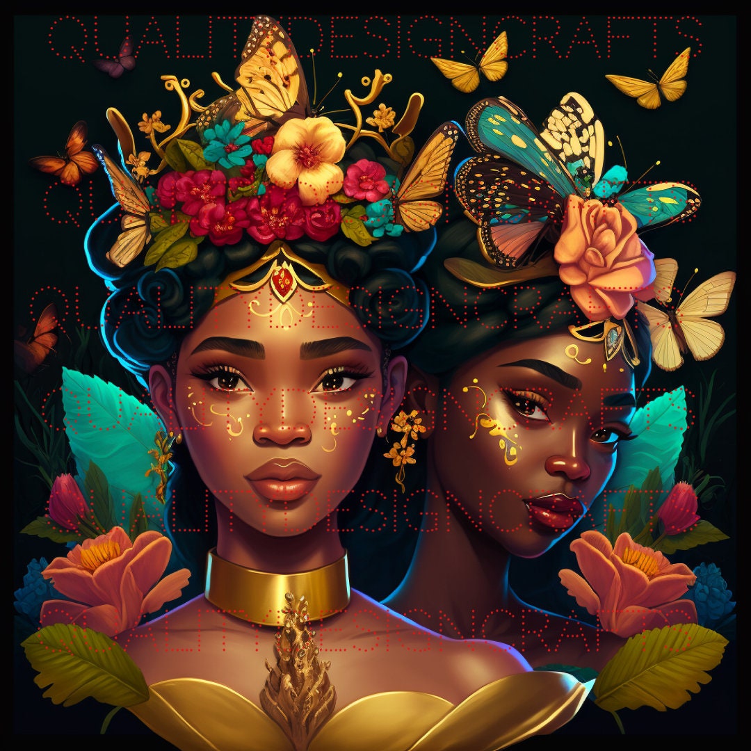 Queen Beautiful Black Girl Magic Melanin Black Woman PNG Afro Fashion ...