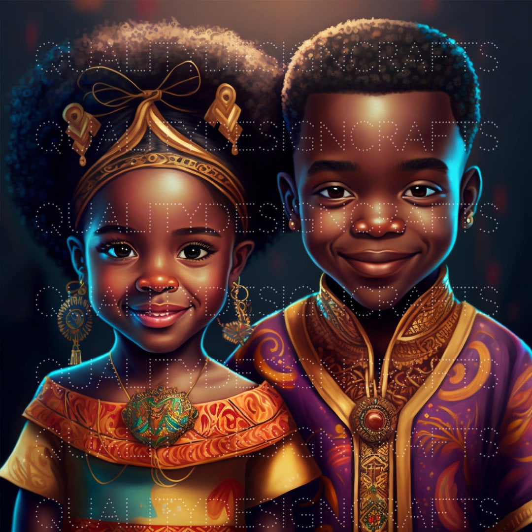Prince Princess Kids Beautiful Black Girl Magic Melanin Black PNG ...