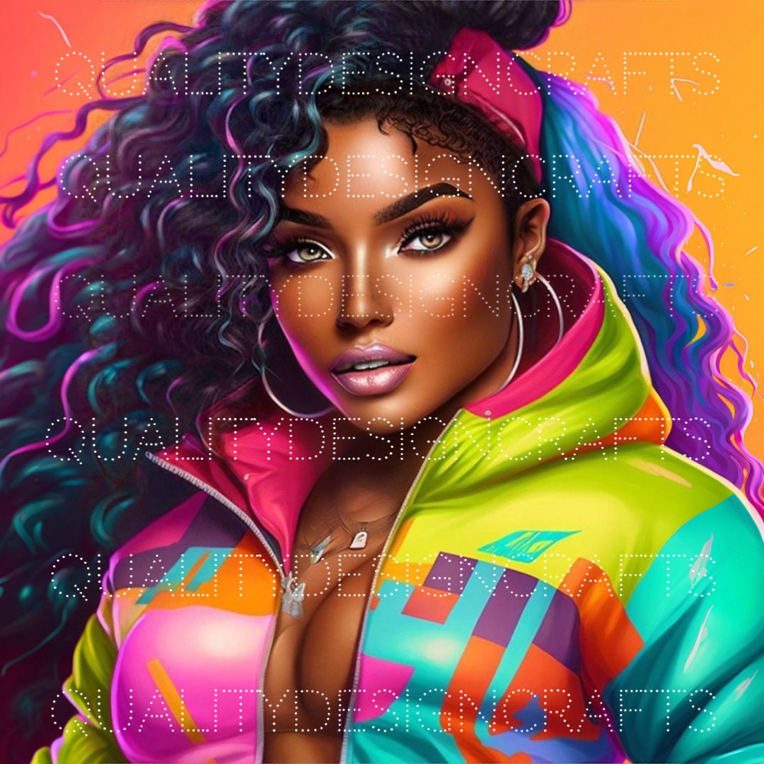 Colorful Beautiful Black Girl Magic Melanin Black Woman PNG Afro ...