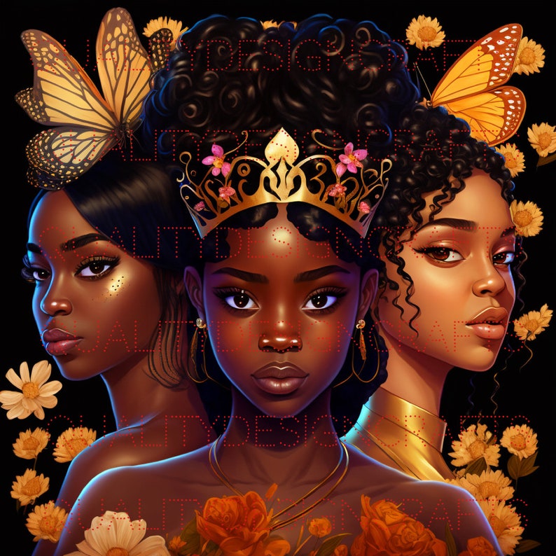 Queens Beautiful Black Girl Magic Melanin Black Woman PNG Afro - Etsy