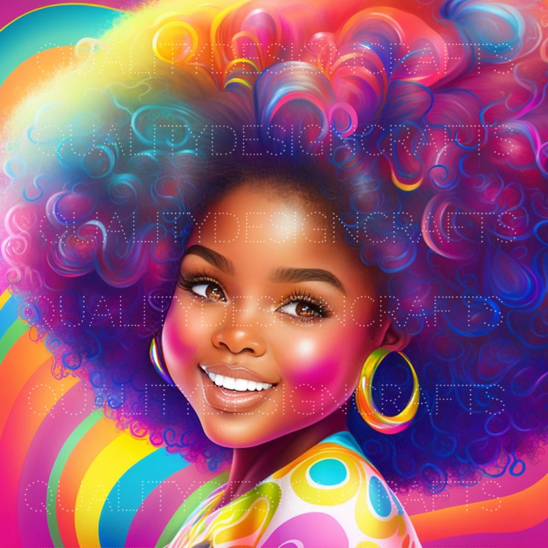 Colorful Kids Black Girl Magic Melanin Black Woman PNG Afro Fashion ...