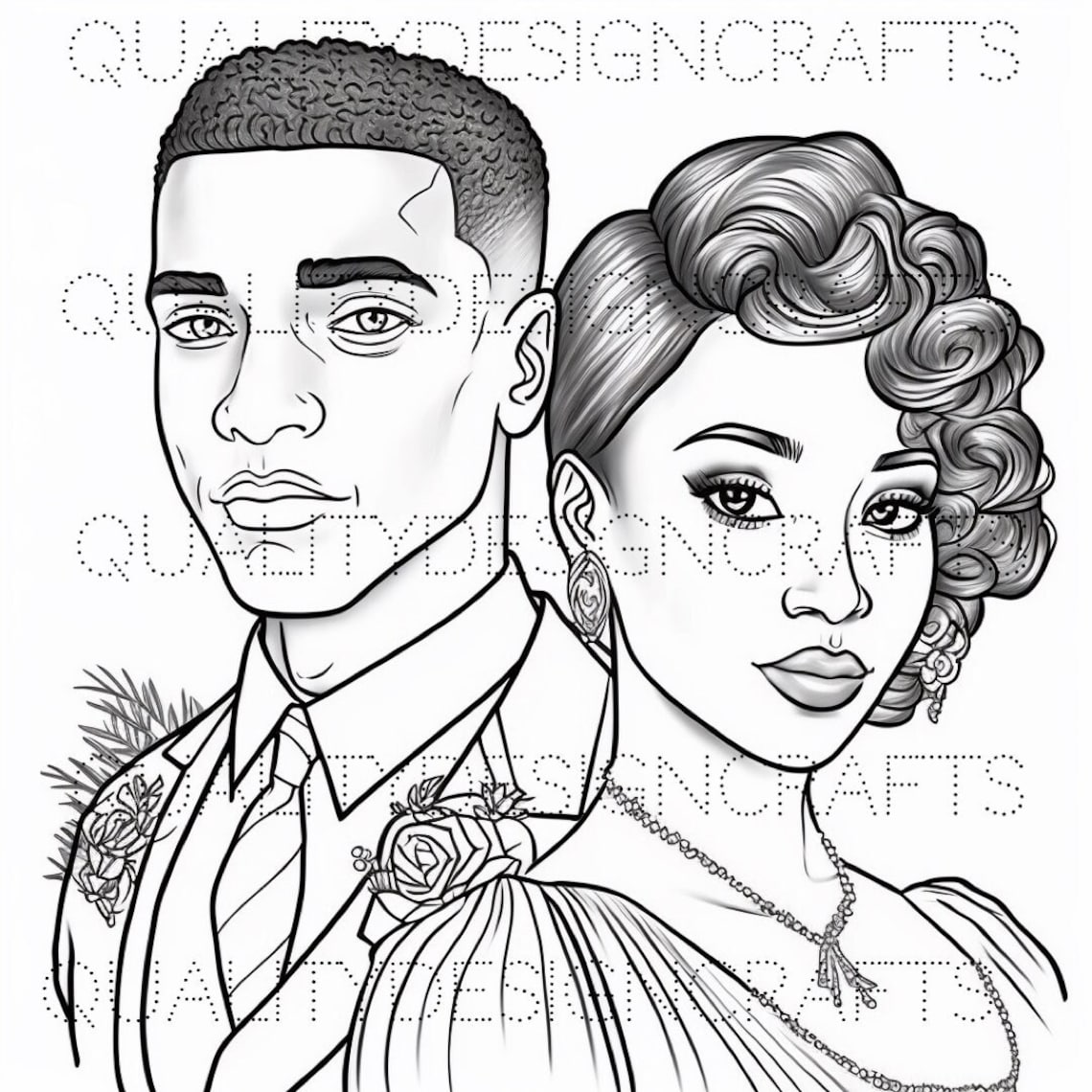 Coloring Pages Black King and Queen Love Magic Melanin Black PNG ...