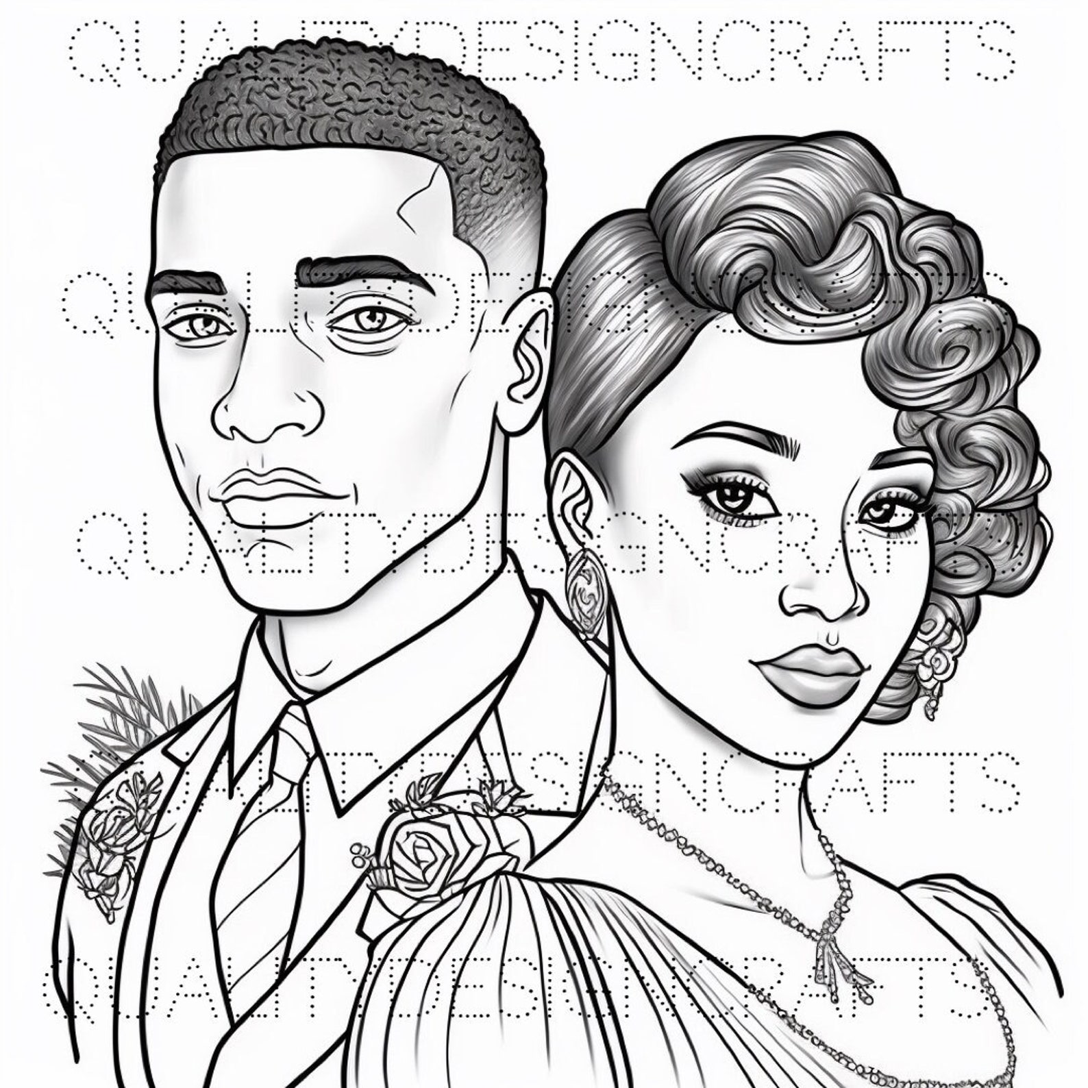 Coloring Pages Black King and Queen Love Magic Melanin Black PNG ...