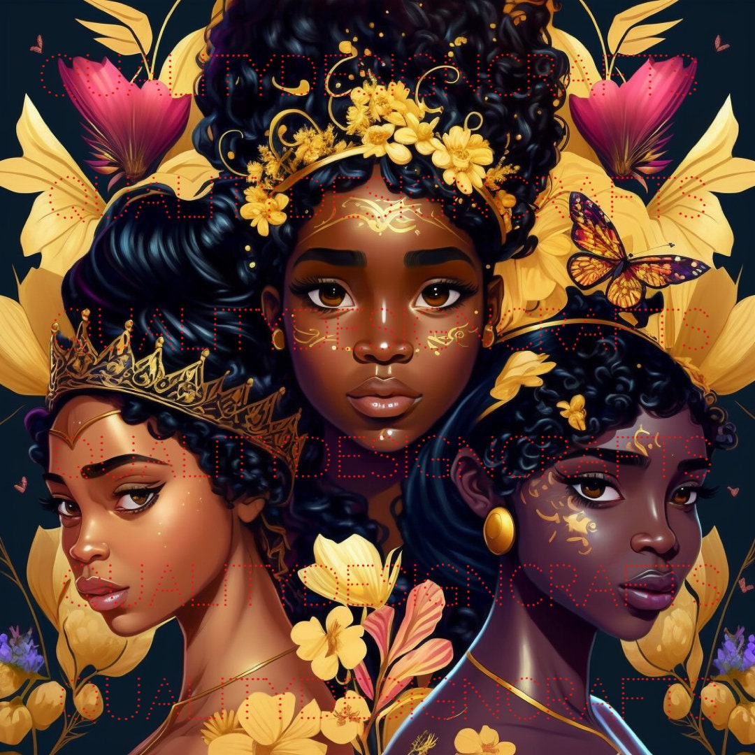 Queens Beautiful Black Girl Magic Melanin Black Woman PNG Afro Fashion ...
