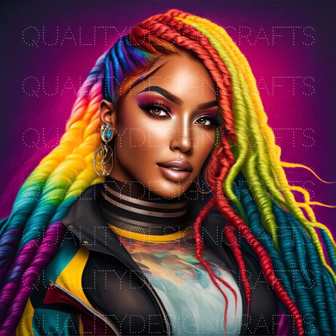 Colorful Beautiful Black Girl Magic Melanin Black Woman PNG Afro ...