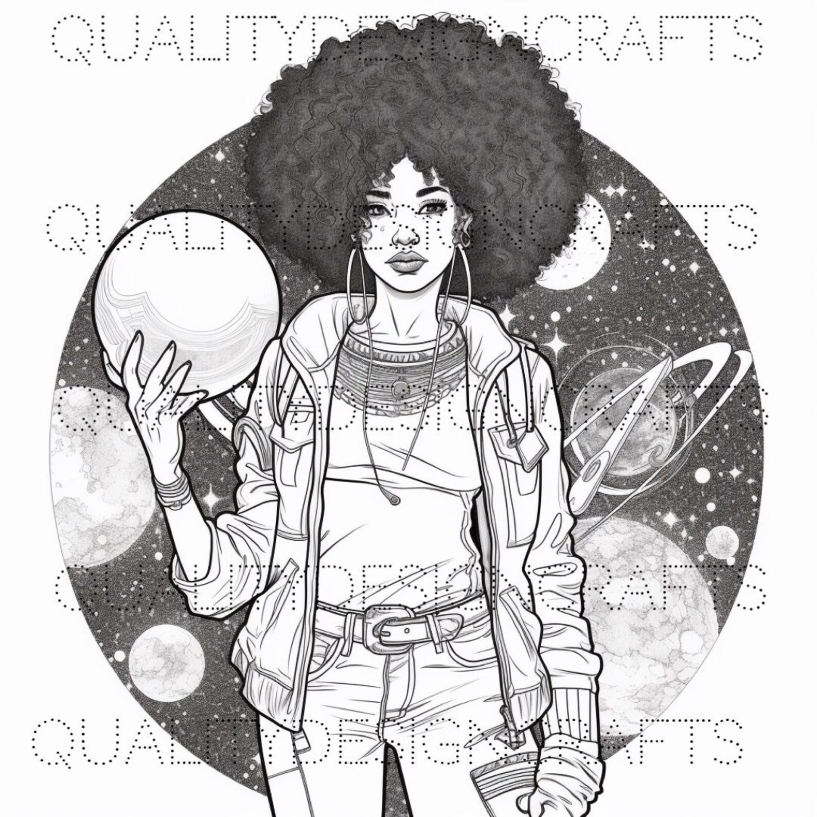 Galaxy Coloring Page Black Girl Magic Melanin Woman PNG Afro - Etsy