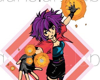 Anime Magic Girl Blue Fire A4 Size - Etsy