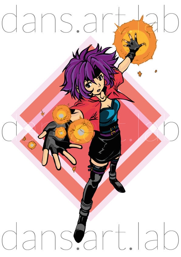 Anime Magic Girl Fighting Pose A4 Print - Etsy