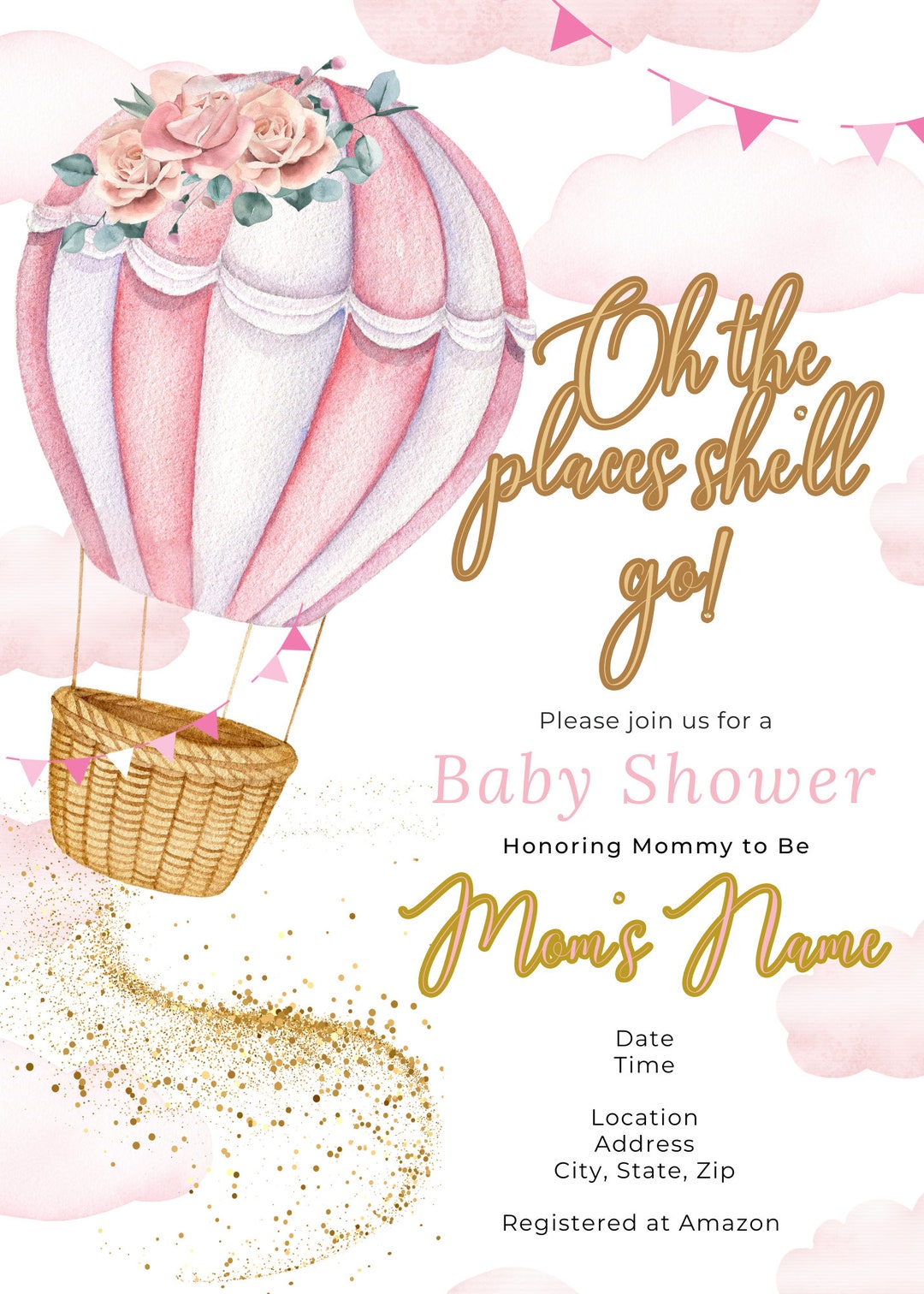 Hot Air Balloon Baby Shower Invitation - Etsy