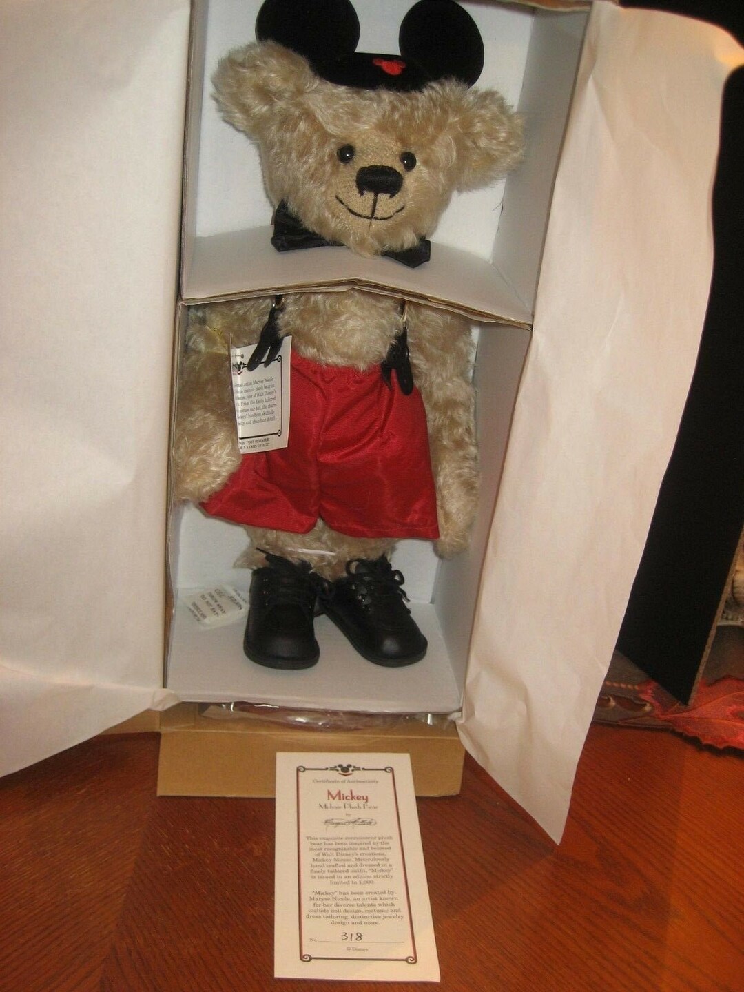 Disney Mickey Mohair Plush Bear by Maryse Nicole Brand New in Box With ...