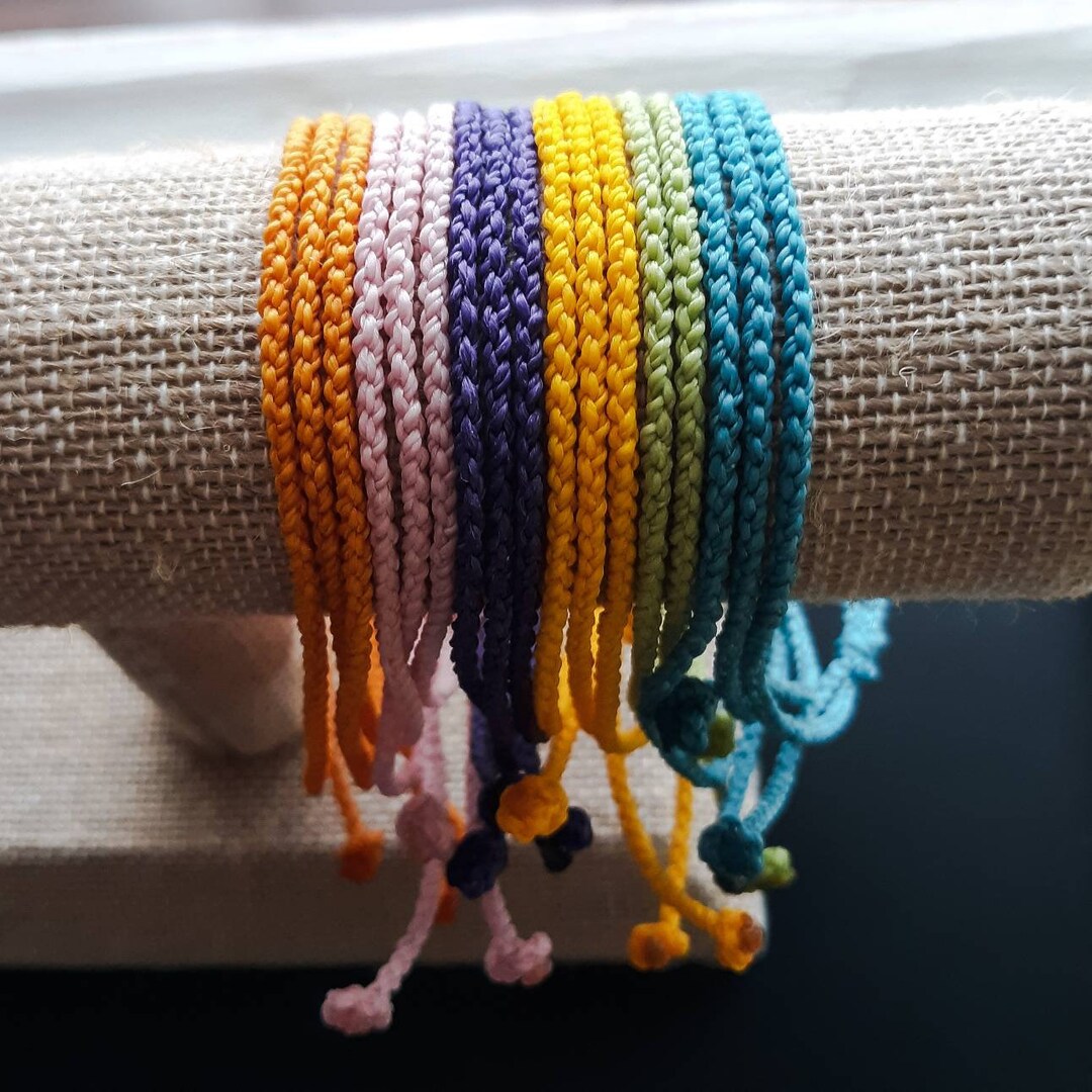 Single Braided Bracelet, Kumihimo Braided Wax String Bracelet, Wax Cord ...