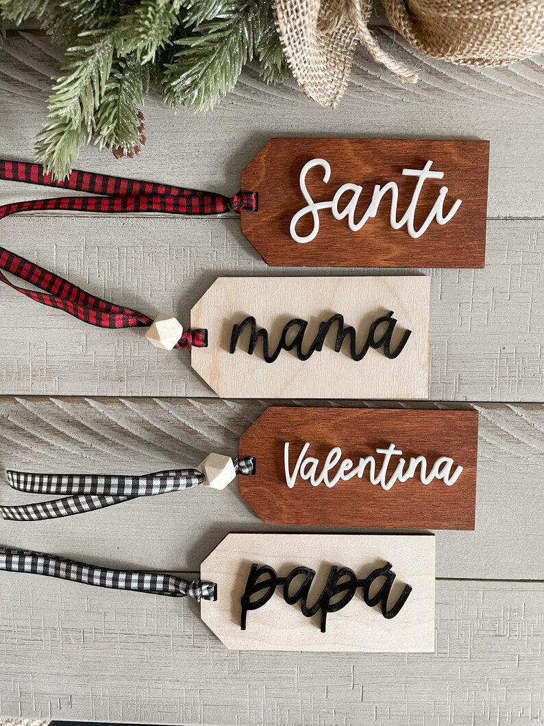 Personalized Wood Christmas Stocking Name Tag: Holiday Decor - Etsy