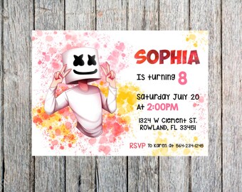 Marshmello Birthday Invitation - Etsy