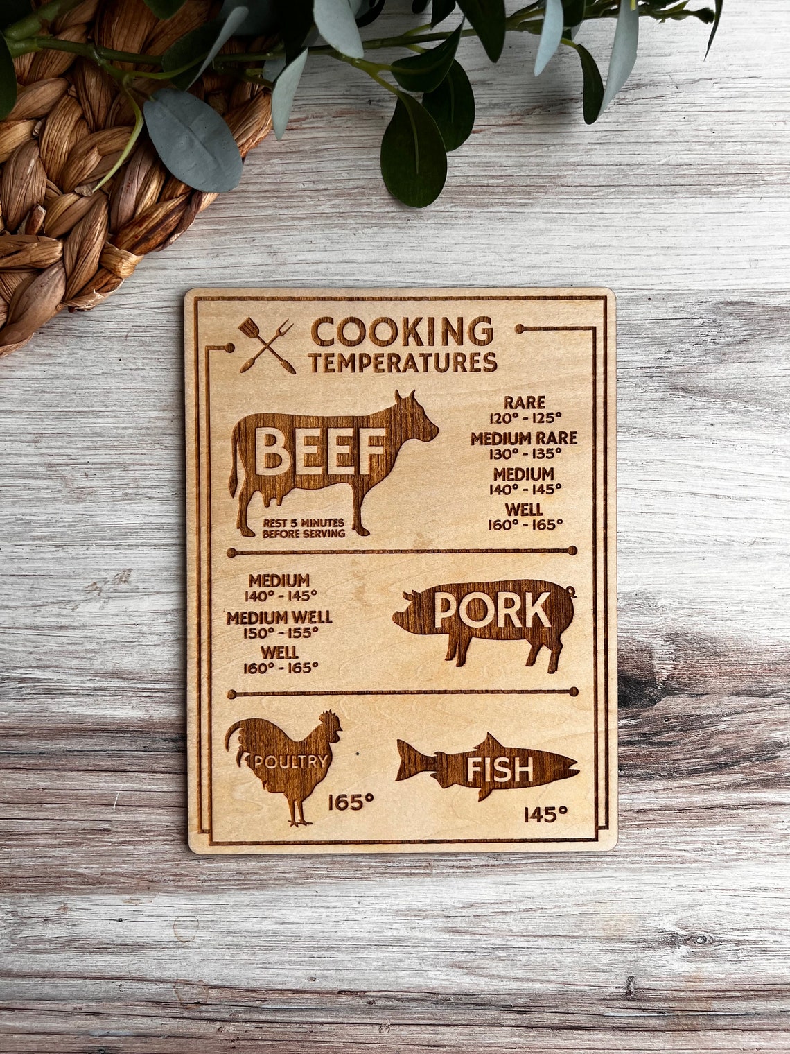 Wooden Cooking Temperatures Magnet: Traeger Grill Chart - Etsy