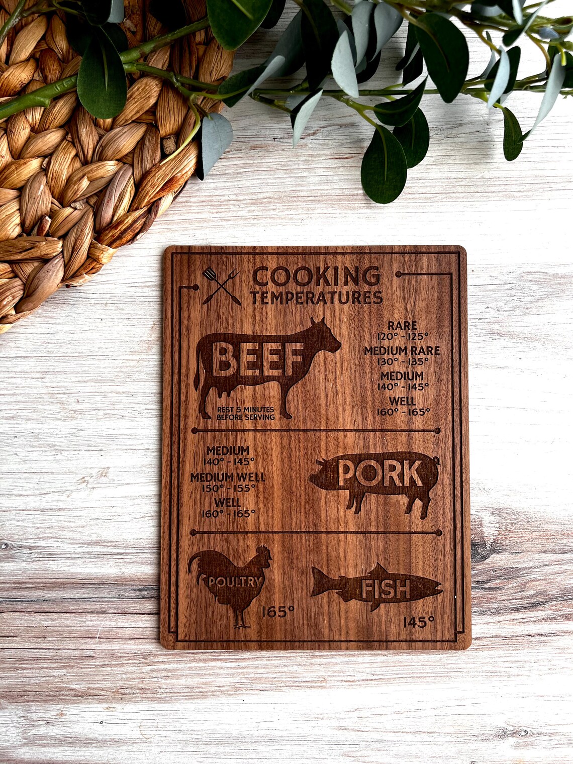 Wooden Cooking Temperatures Magnet: Traeger Grill Chart - Etsy