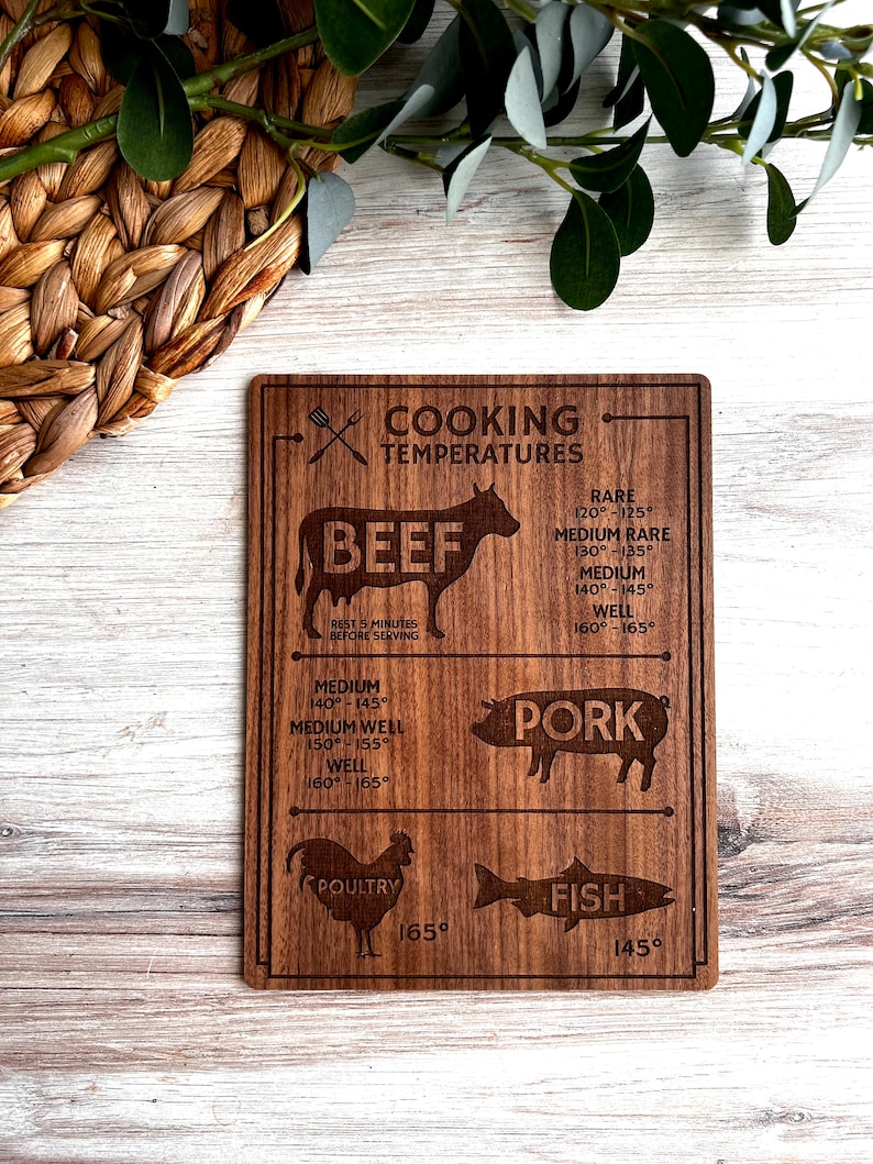 Wooden Cooking Temperatures Magnet: Traeger Grill Chart - Etsy