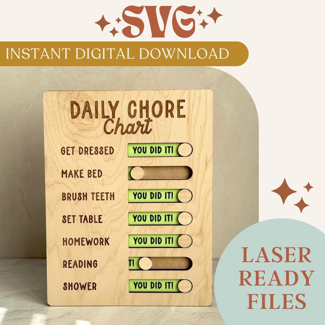 Laser Cut Daily Chore Chart SVG: Kids Reward System (digital Download ...